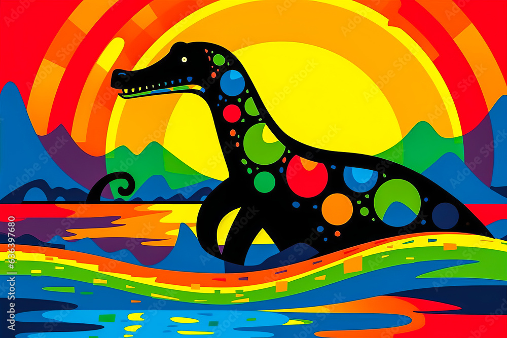 Vibrant crypto-pop art interpretation of the legendary Loch Ness ...