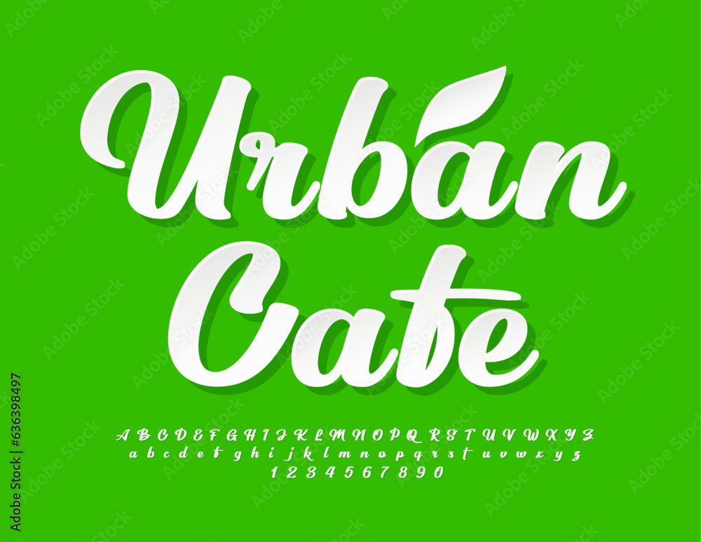 Vector creative logo Urban Cafe with decorative Leaf. Cursive style ...