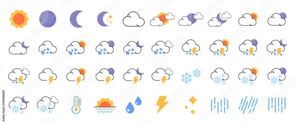 Weather forecast pack - weather forecast icons for web. weather icon ...