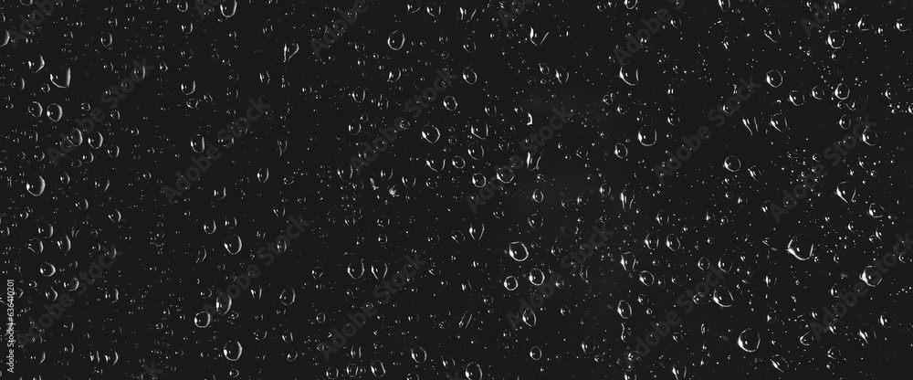 Atmospheric minimal grayscale backdrop with rain droplets on glass. Wet ...