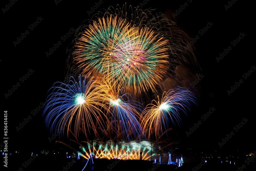 Traditional fireworks display during the village feast of Lady of Mount ...
