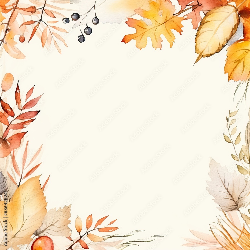 Autumn paper template watercolour clipart frame high quality ai ...