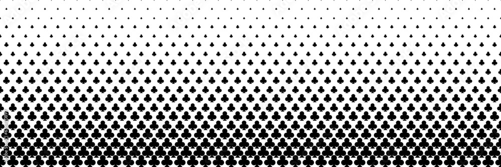 horizontal black halftone of clubs icon of playing card design for ...