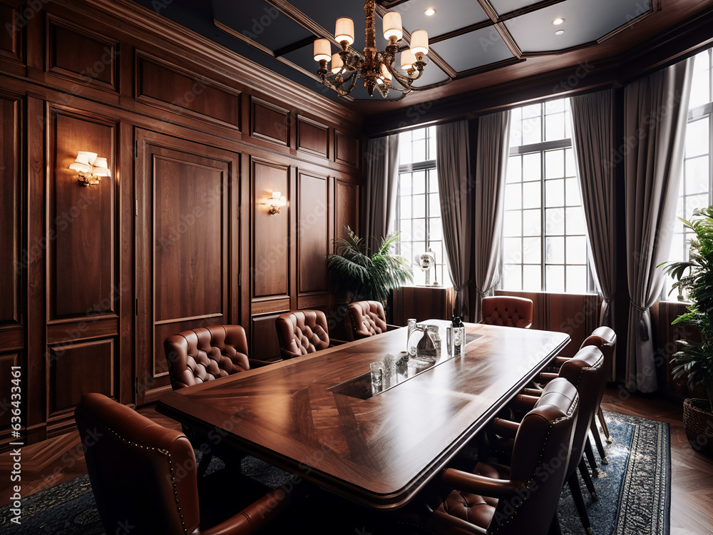 Classic conference room featuring refined furniture. AI Generated ...