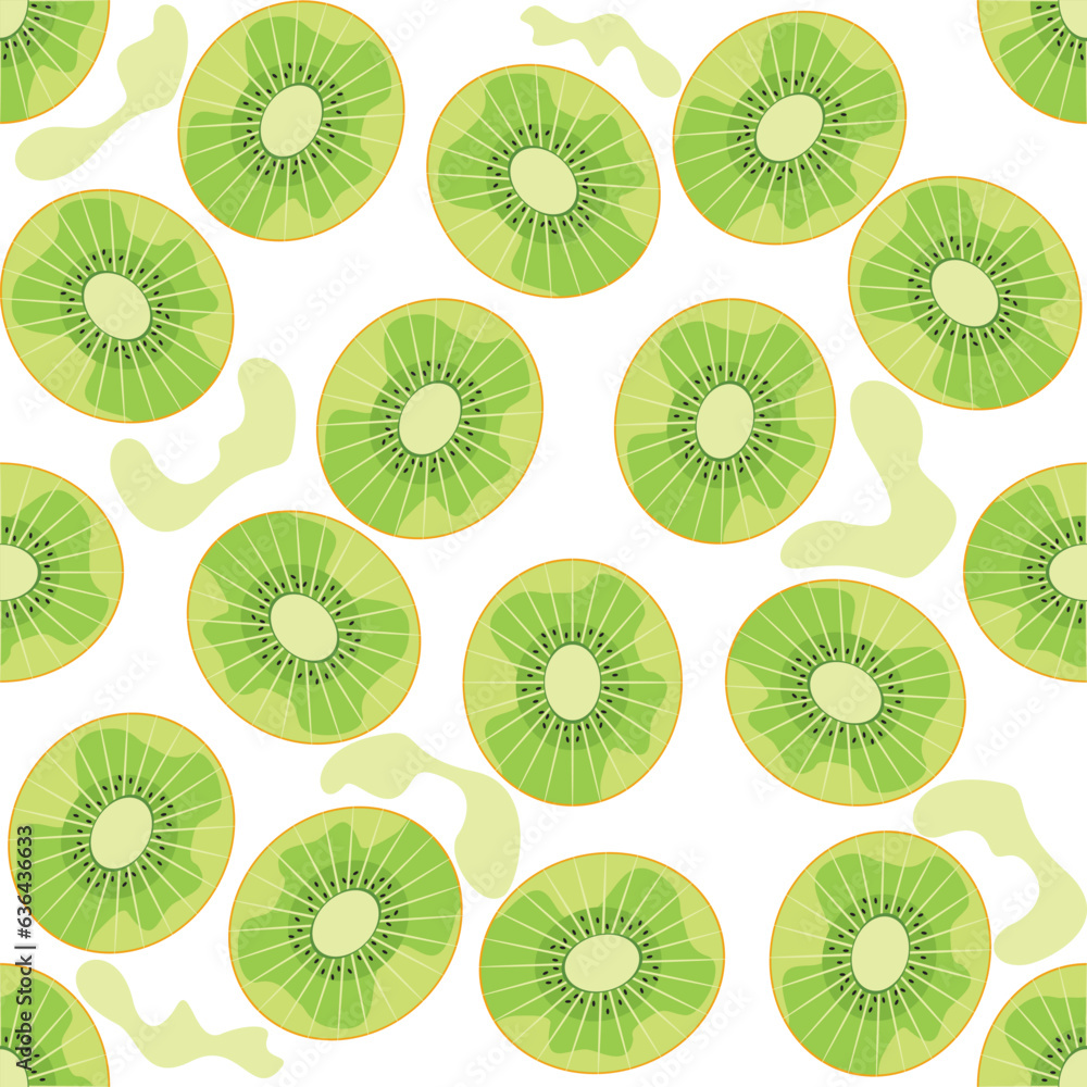 Set of seamless vector patterns with kiwis. cute design slices Modern ...