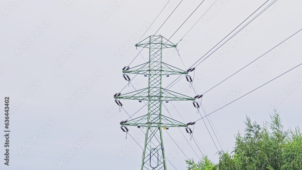High Voltage Electric Power Grid Poles with Ceramic Insulators at ...