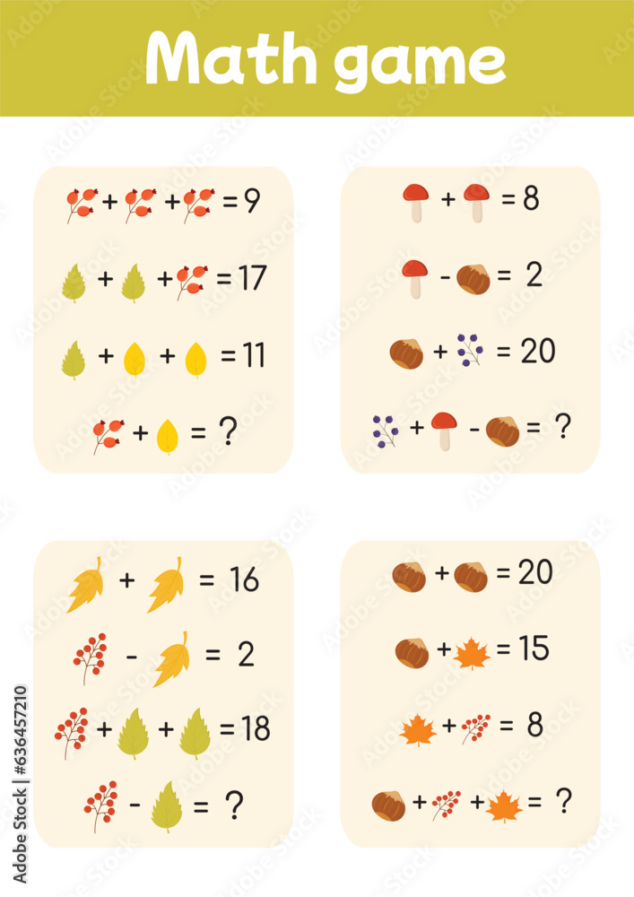 Learning multiplication, subtraction. Preschool and school worksheet ...