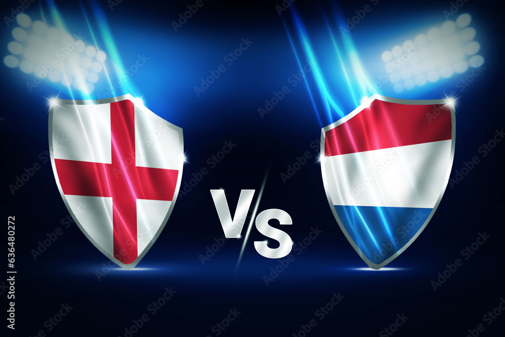 Photo England vs Netherlands sports backdrop concept with glowing ...
