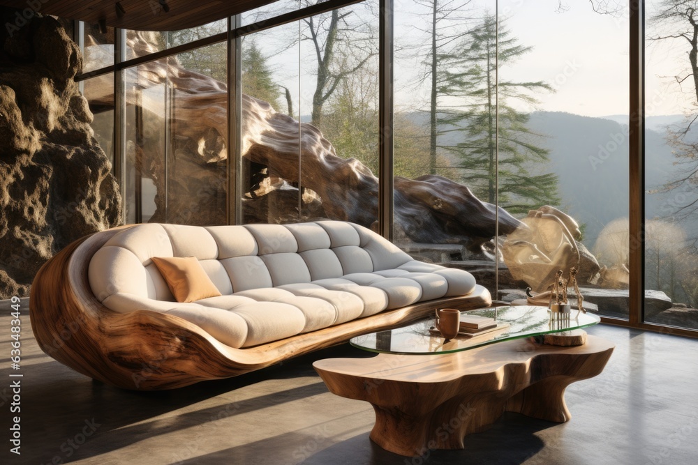 Nature's touch: A unique rustic sofa carved from a solid tree trunk ...