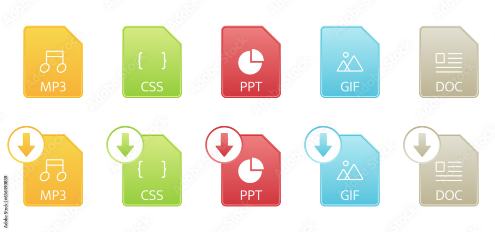 File format of symbol set / various icon sets of file extensions / vector image material Stock ...