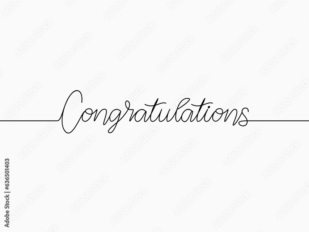 simple black congratulations text calligraphic lettering continuous ...