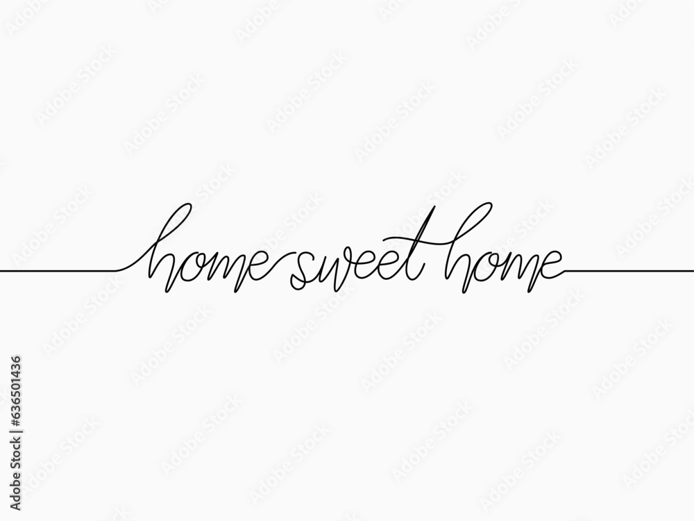 simple black home sweet home text calligraphic lettering continuous ...