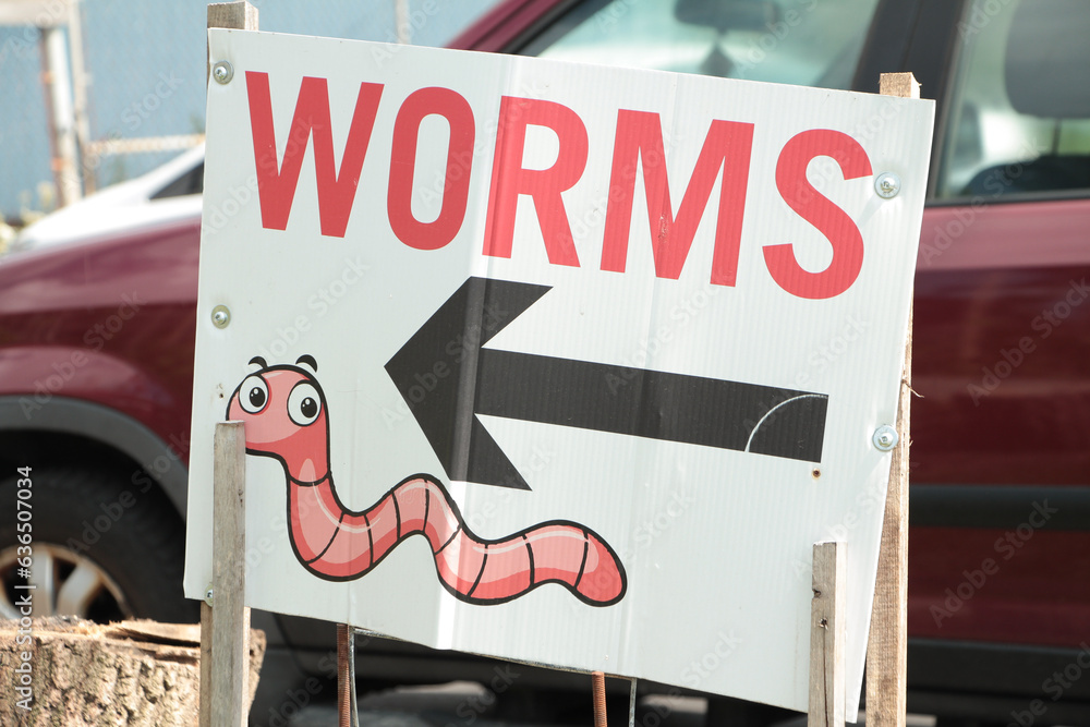 worms word caption text writing sign with an arrow pointing left and ...