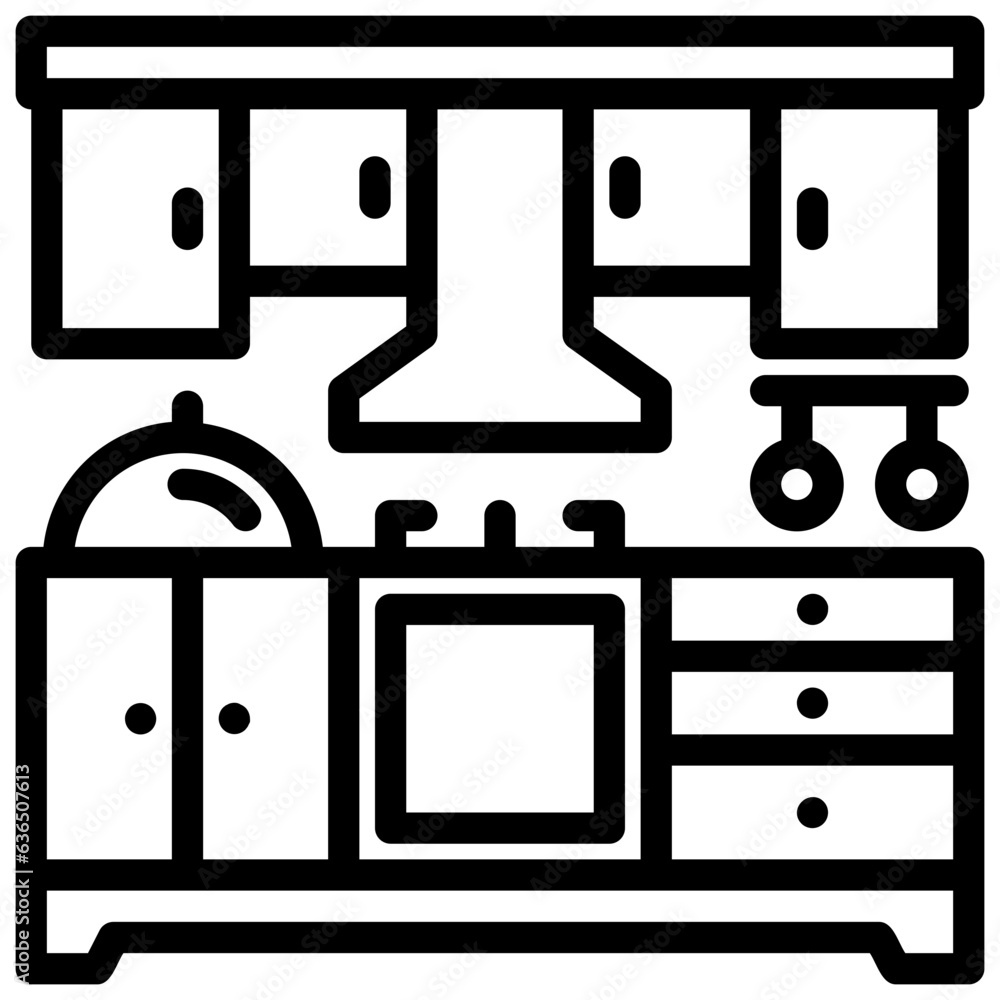 cabinet line icon logo illustration vector isolated, cabinet icon set ...