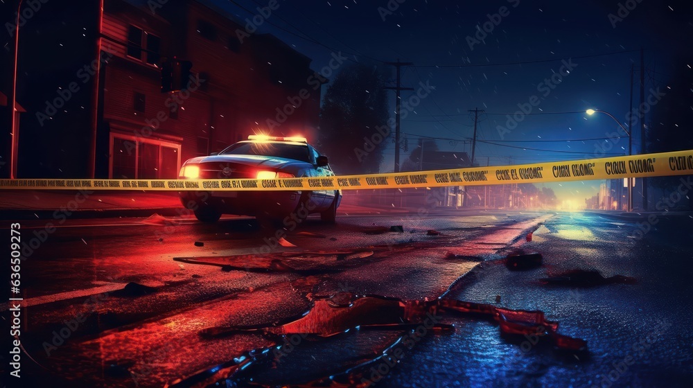 Police line. Crime scene do not cross. Barricade yellow tape, police ...