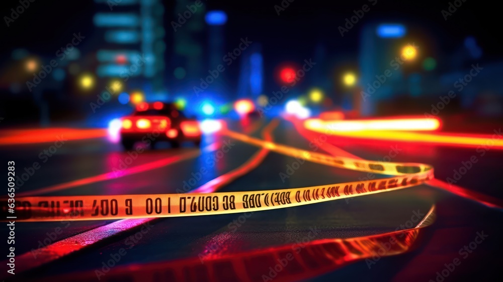 Police line. Crime scene do not cross. Barricade yellow tape, police ...