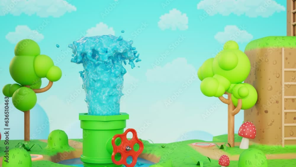 video game water pipe animation, water coming out of a pipe - 3D loop ...