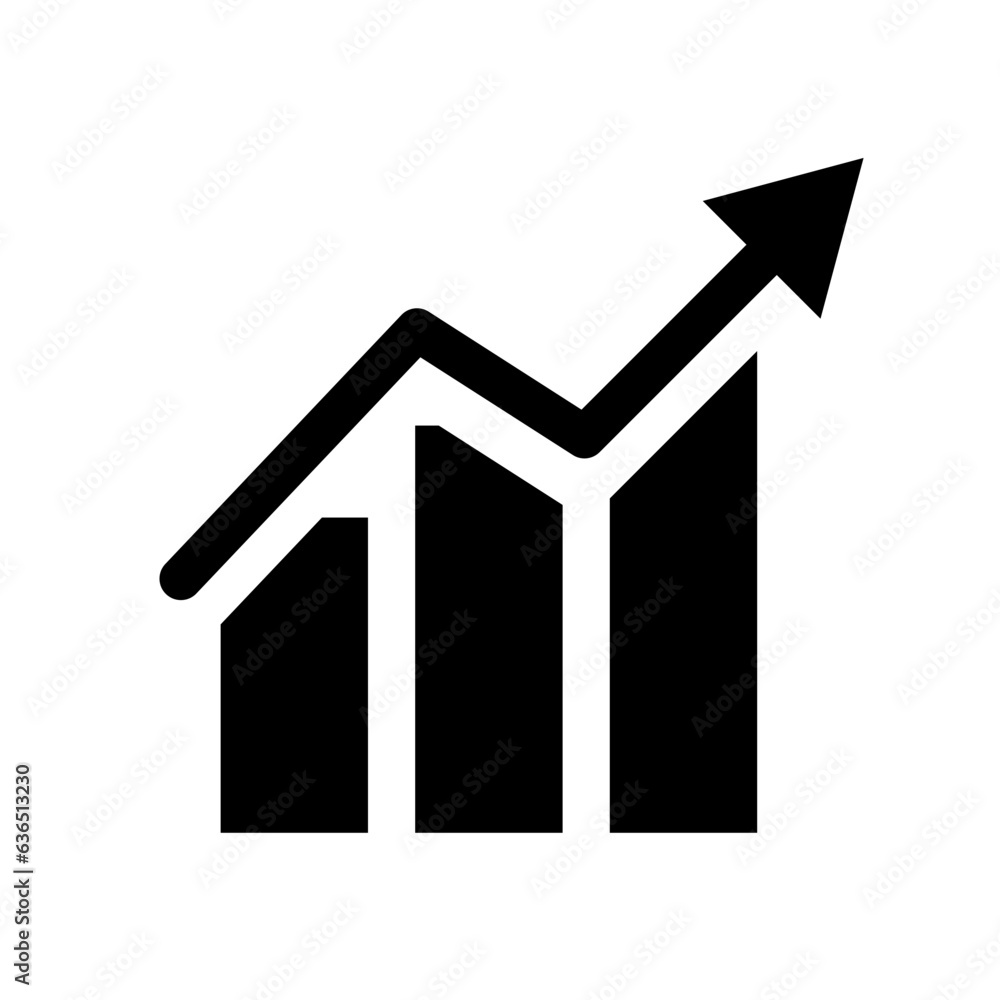 Flat design bar graph silhouette icon. Vector. Stock Vector | Adobe Stock