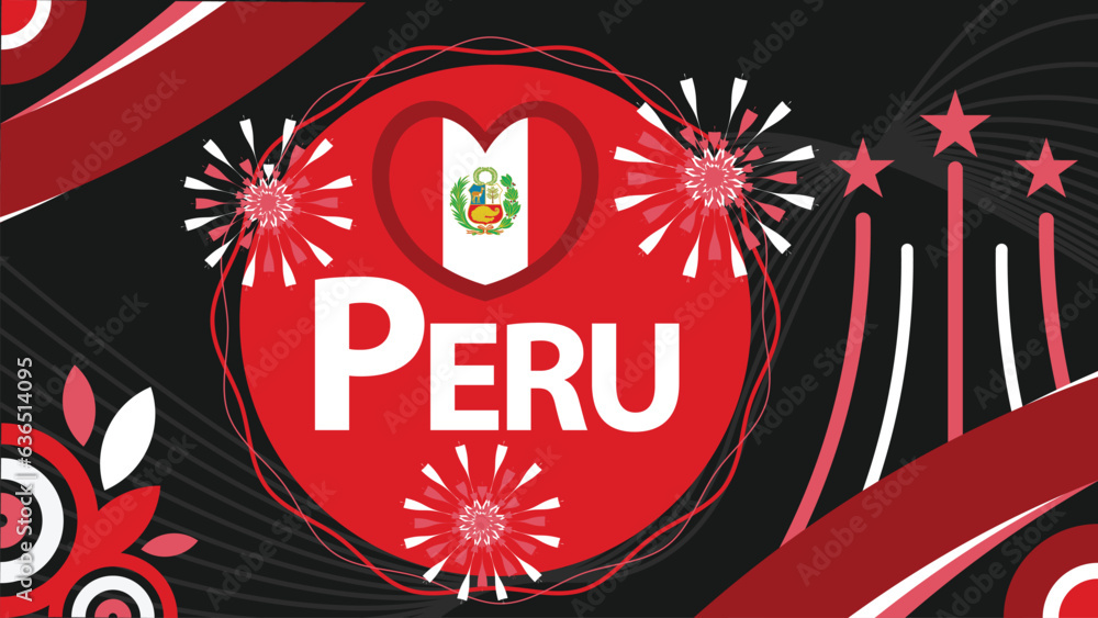 Peru national day vector geometric banner design with Peru flag theme ...