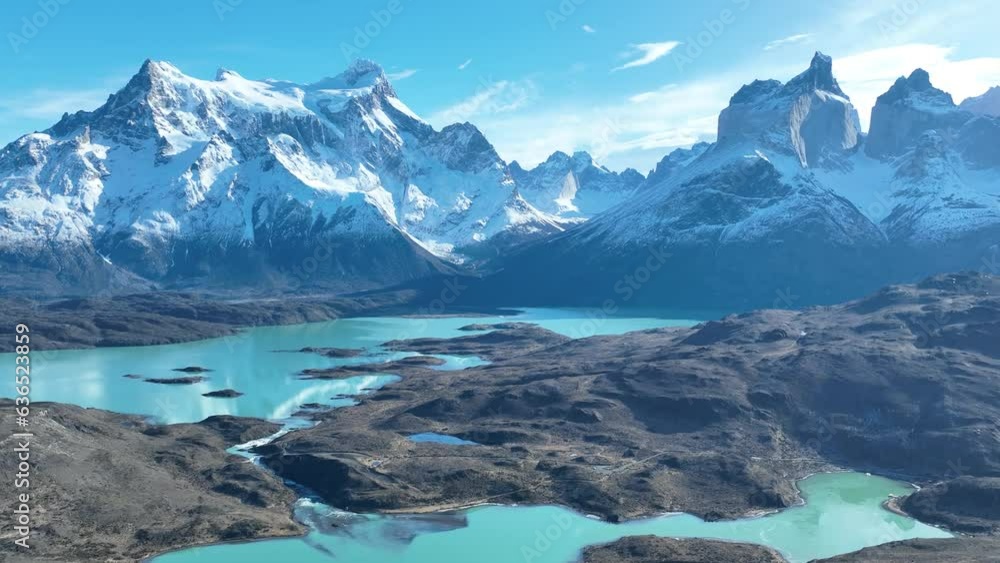 National Park Of Torres Del Paine In Punta Arenas Chile. Snowy ...