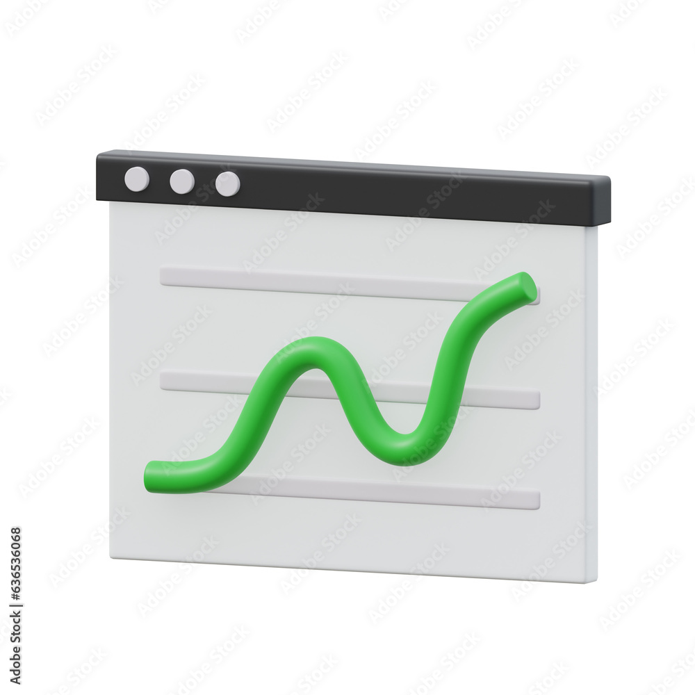 3d icon of green browser chart. illustration of analysis data. Stock ...