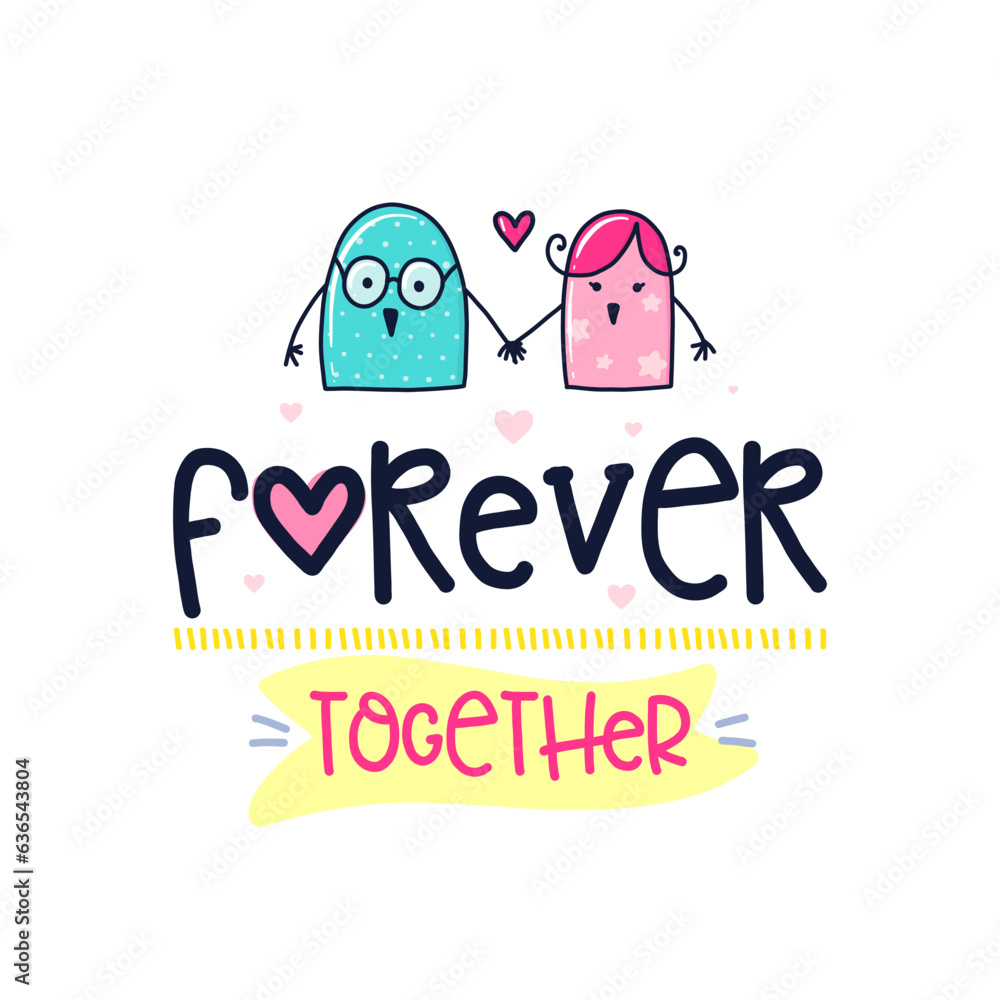 Friends Couple Forever Together Quotes Doodle Text Font Fun And Playful ...