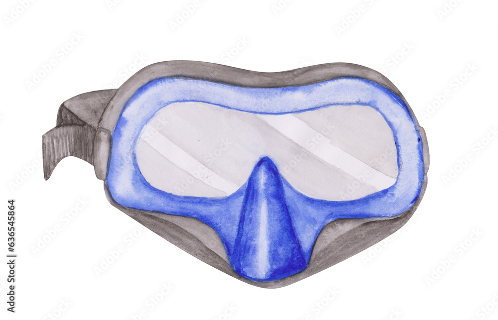 Goggle. Blue diving goggle isolated on a transparent background ...