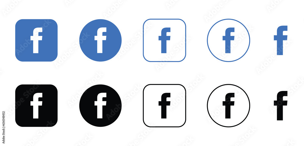 facebook icons. popular facebook icon set. Social media icon set ...