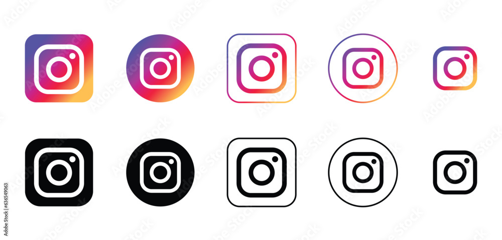 Instagram icons. popular Instagram icon set. Social media icon set ...