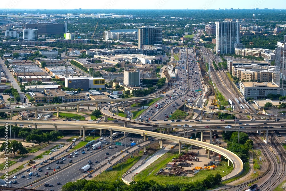 Urban Motion: Aerial 4K Image of Dallas Texas Traffic Flow on Busy ...
