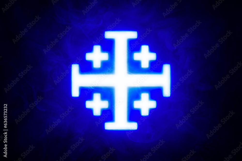 Christian religious symbols icons background Jerusalem cross Stock ...