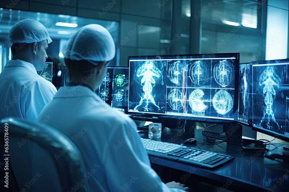 Professional Team Work Research Laboratory. .Neuroscientists Surrounded ...