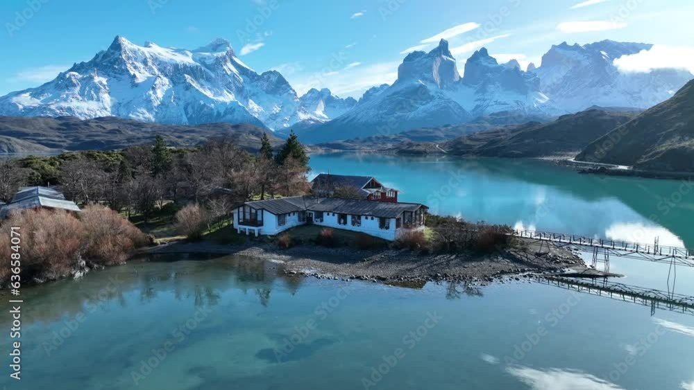 National Park Of Torres Del Paine In Puerto Natales Chile. Snowy ...
