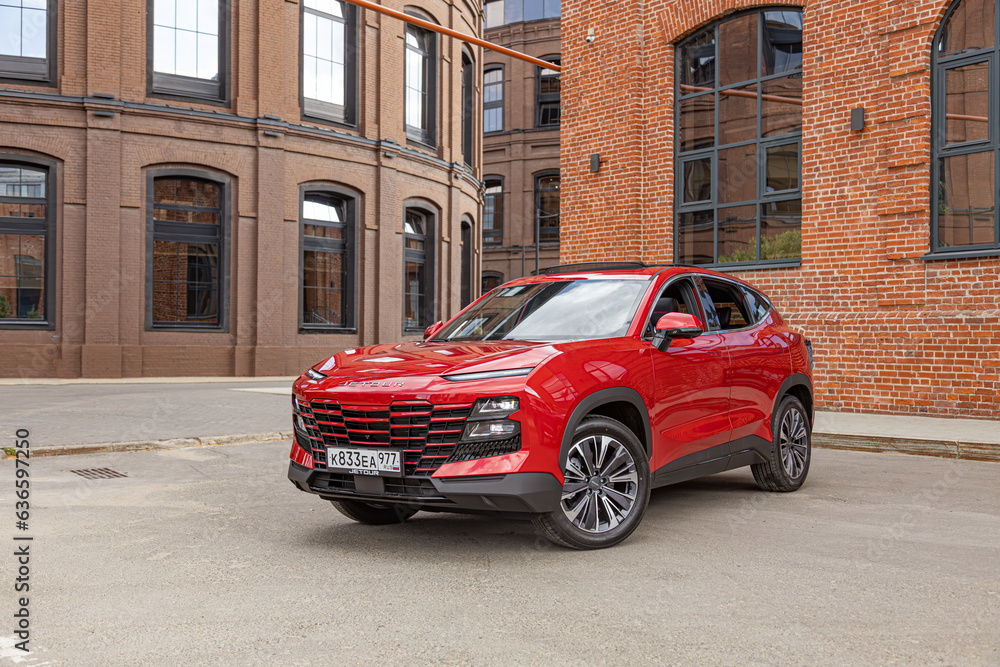 Moscow. Russia, August 2023: Red chinese car Jetour Dashing parked on ...
