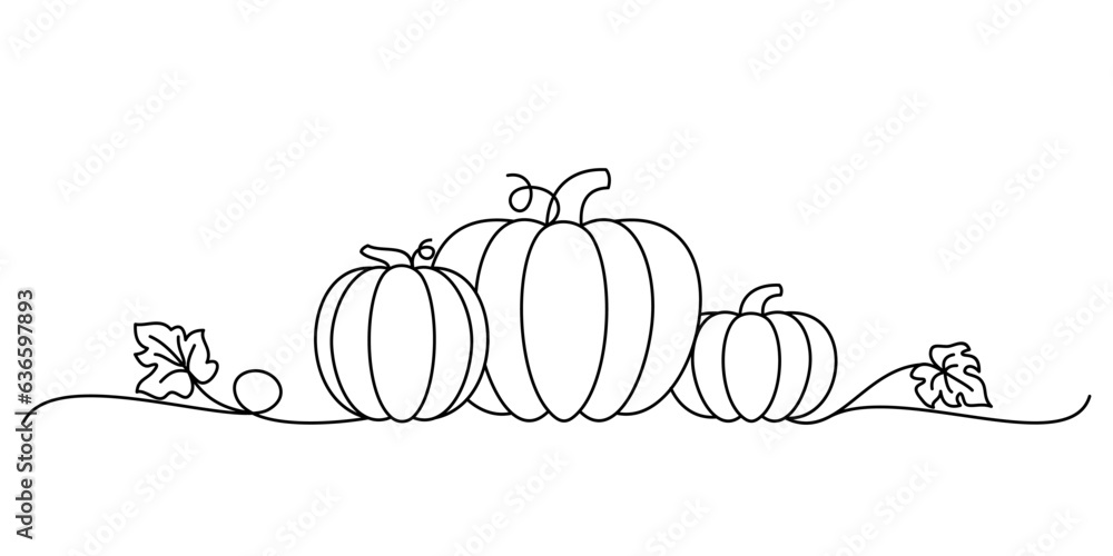 pumpkins line art style. thanksgiving element vector eps 10 Stock ...