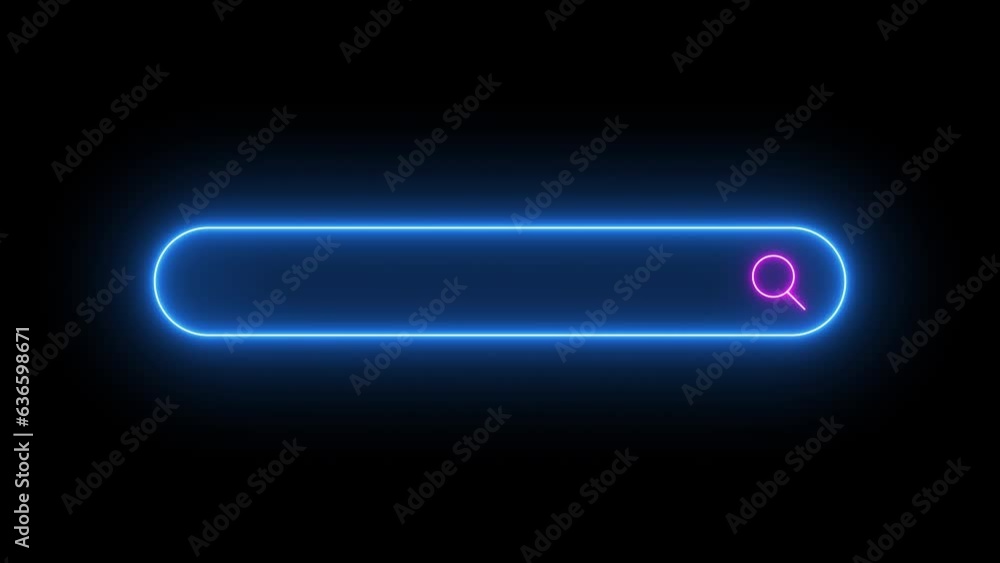 Seamless Loop Magnifying glass Searching Bar Flicker Neon Light Button ...
