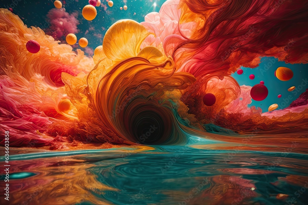 Abstract digital photograph, orange water splash, orange splash, orange ...