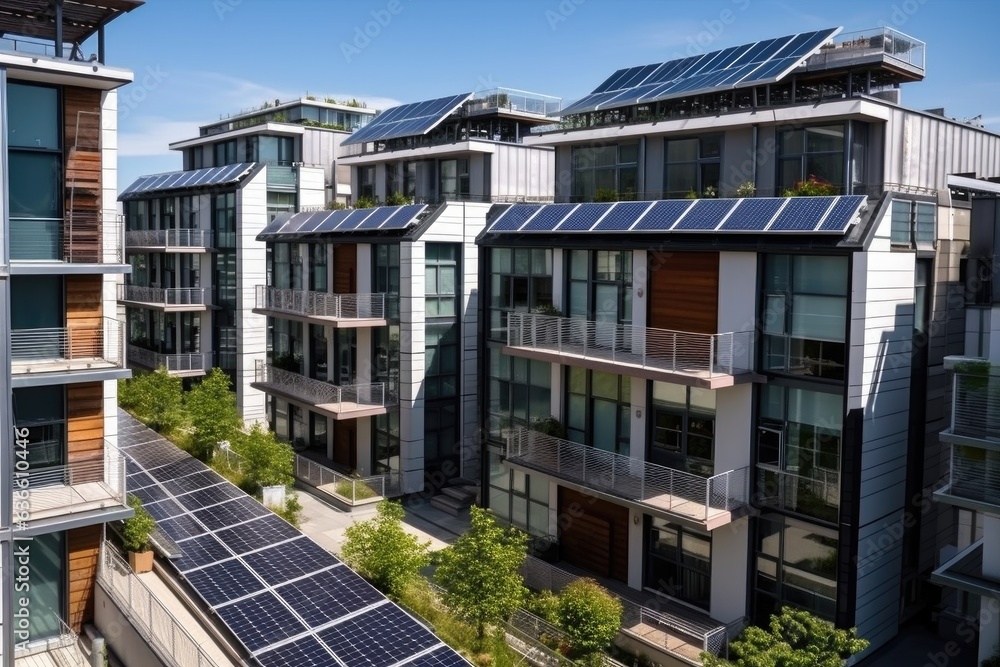 Zdjęcie Stock: Modern and ecological floors with solar panels. future ...