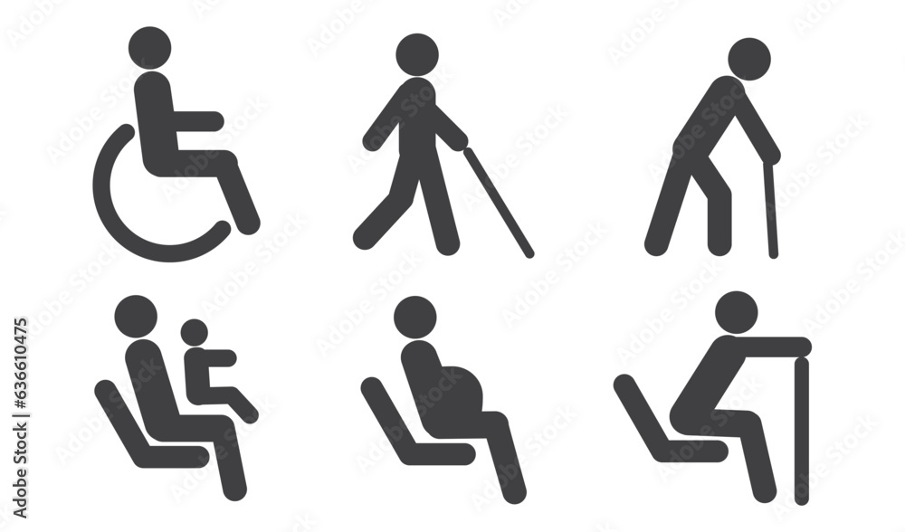 Simple Flat icons set of disability related vector. Includes such Icons ...