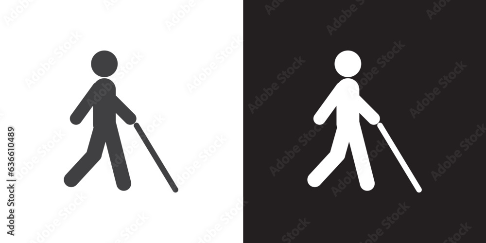 Flat icon of blind, Priority Symbols for Disabled Passenger, Human ...