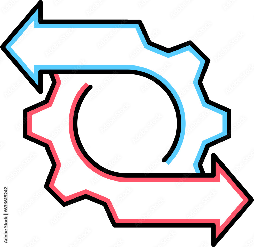 Gear with left and right arrows icon. Symbol of technology progress ...