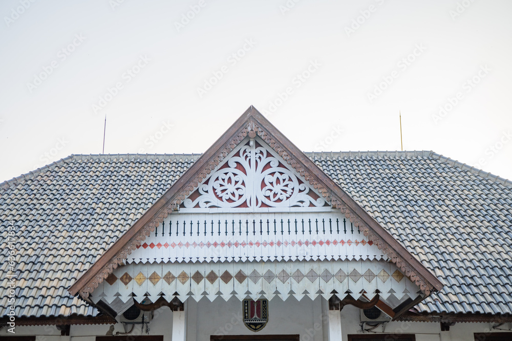 Traditional house of Central Java with original ornament. The photo is ...