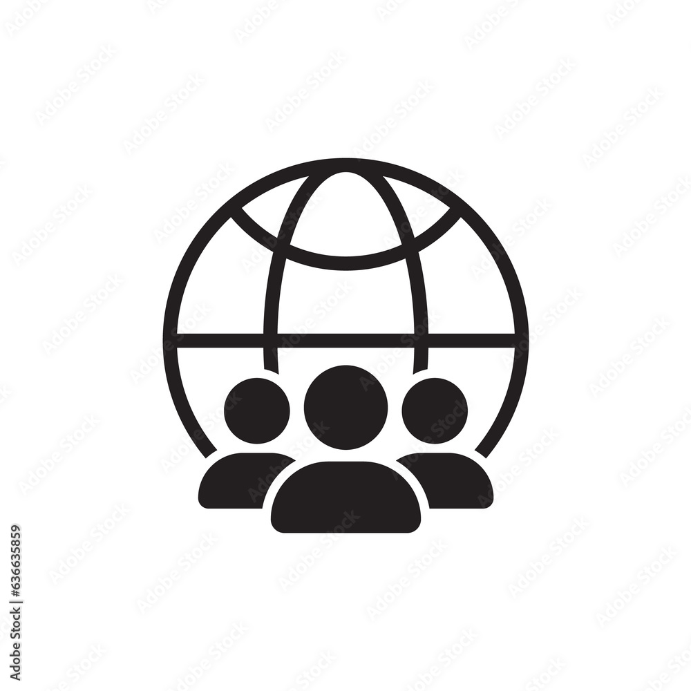 Culture, people flat icon. International team and a globe. Nationality ...
