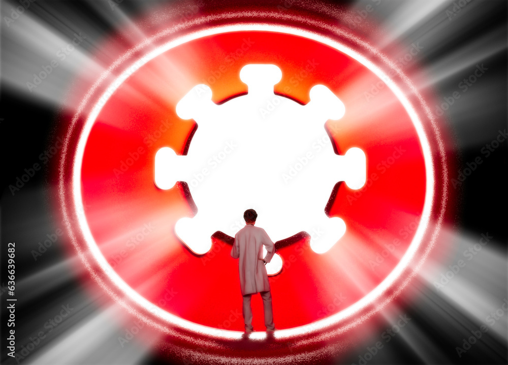 Defeat of the virus, vaccine and treatment. How to defeat covid-19. 3d ...