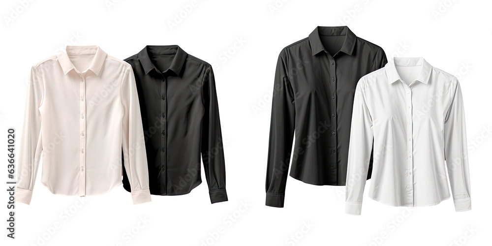 Set of isolated mockups featuring a blank white woman s shirt classic ...