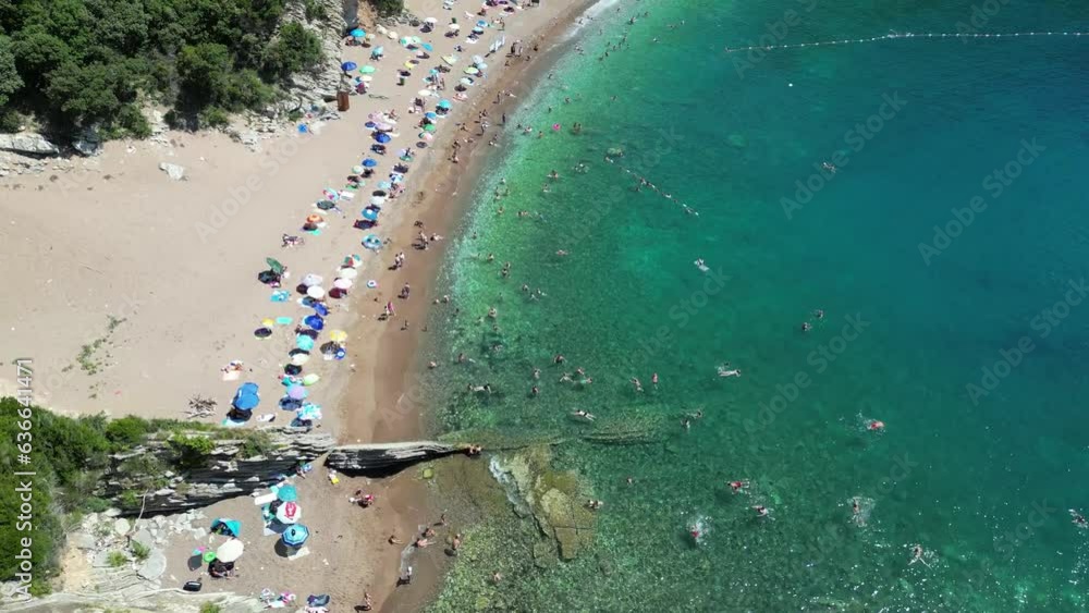 Queen's Beach ( Kraljichina Beach ) in Canj, Montenegro. Aerial view of ...