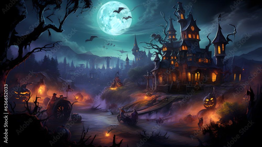 Witness the magical allure of Halloween with this mesmerizing image. A ...