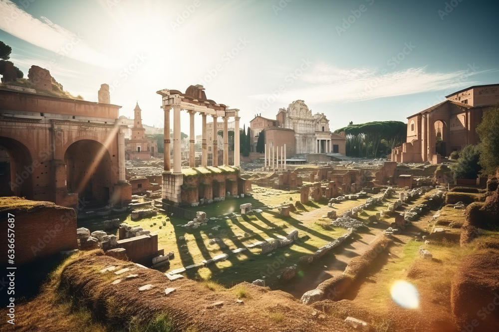 Famous Roman ruins in Rome Stock Photo | Adobe Stock