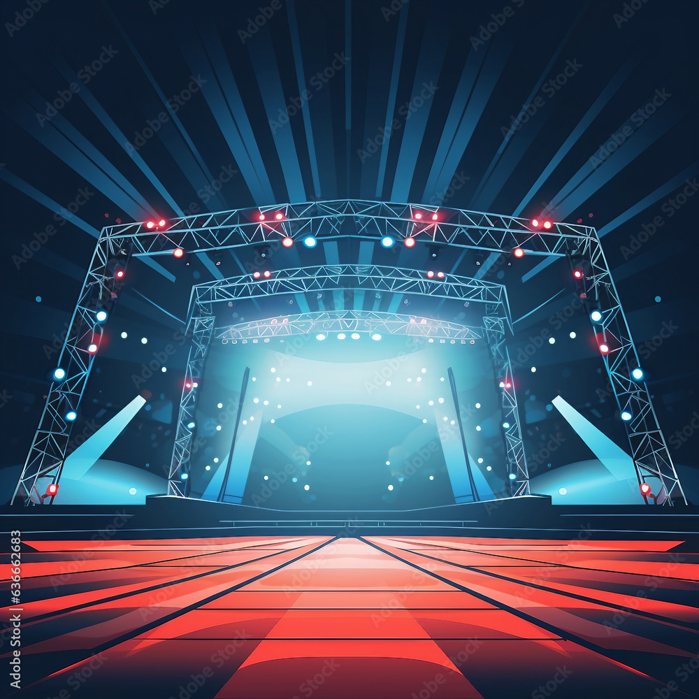 An illustration of empty concert stage with stage lights AI Generated ...