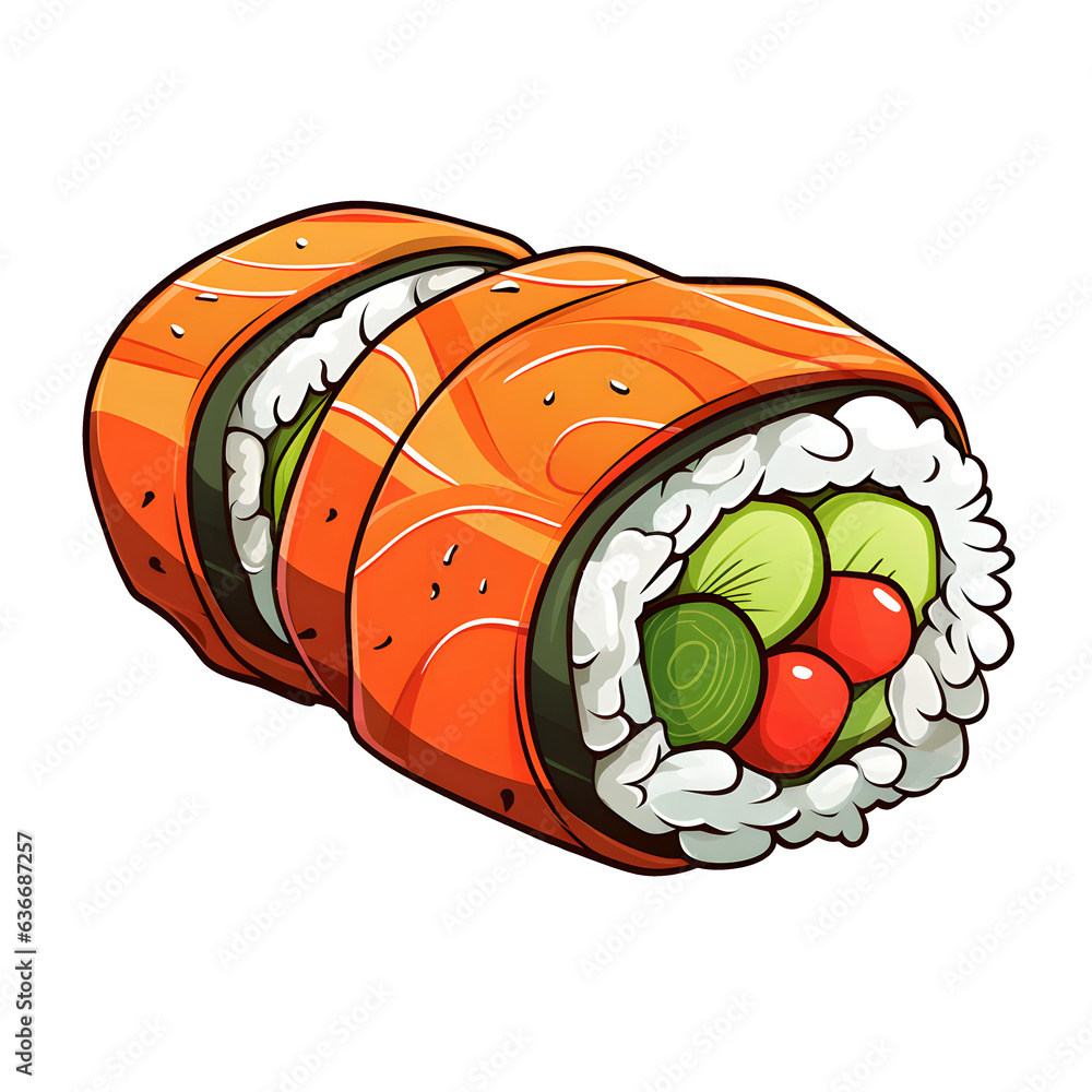cartoon sushi clipart, transparent background Stock Illustration ...